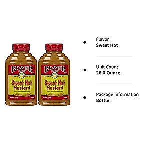 Beaver Brand Sweet Hot Mustard, 13 oz Squeezable Bottles, 2 pk