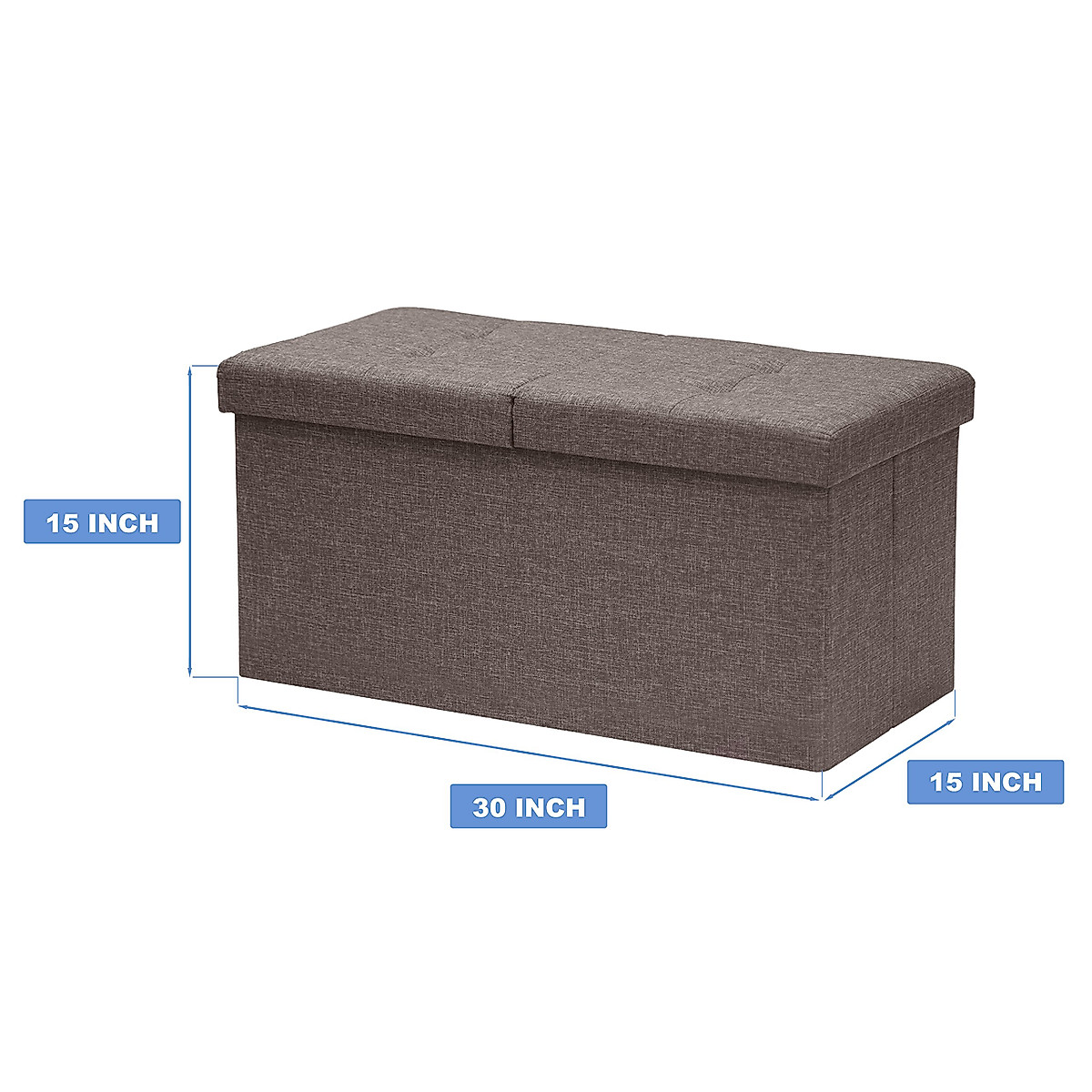 Otto & Ben 30" Storage Ottoman with SMART LIFT Top, Upholstered Tufted Bench, Foot Rest, Brown