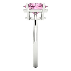 Clara Pucci 2.0 ct Oval Cut Solitaire Pink Simulated Diamond Wedding Bridal Designer Anniversary Engagement Ring Real 14k White Gold