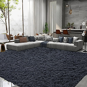 BALAPET 9x12 Fluffy Modern Plush Area Rug, Ultra Soft Large Faux Fur Area Rug for Bedroom Living Room, Non-Skid Indoor Carpet for Kids Playroom Home Decor, Dark Grey