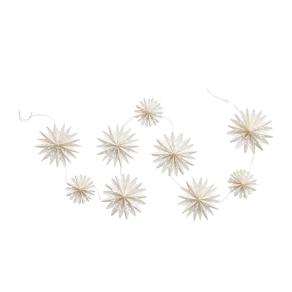 Creative Co-Op Snowflake Garland in Kraft Box, White