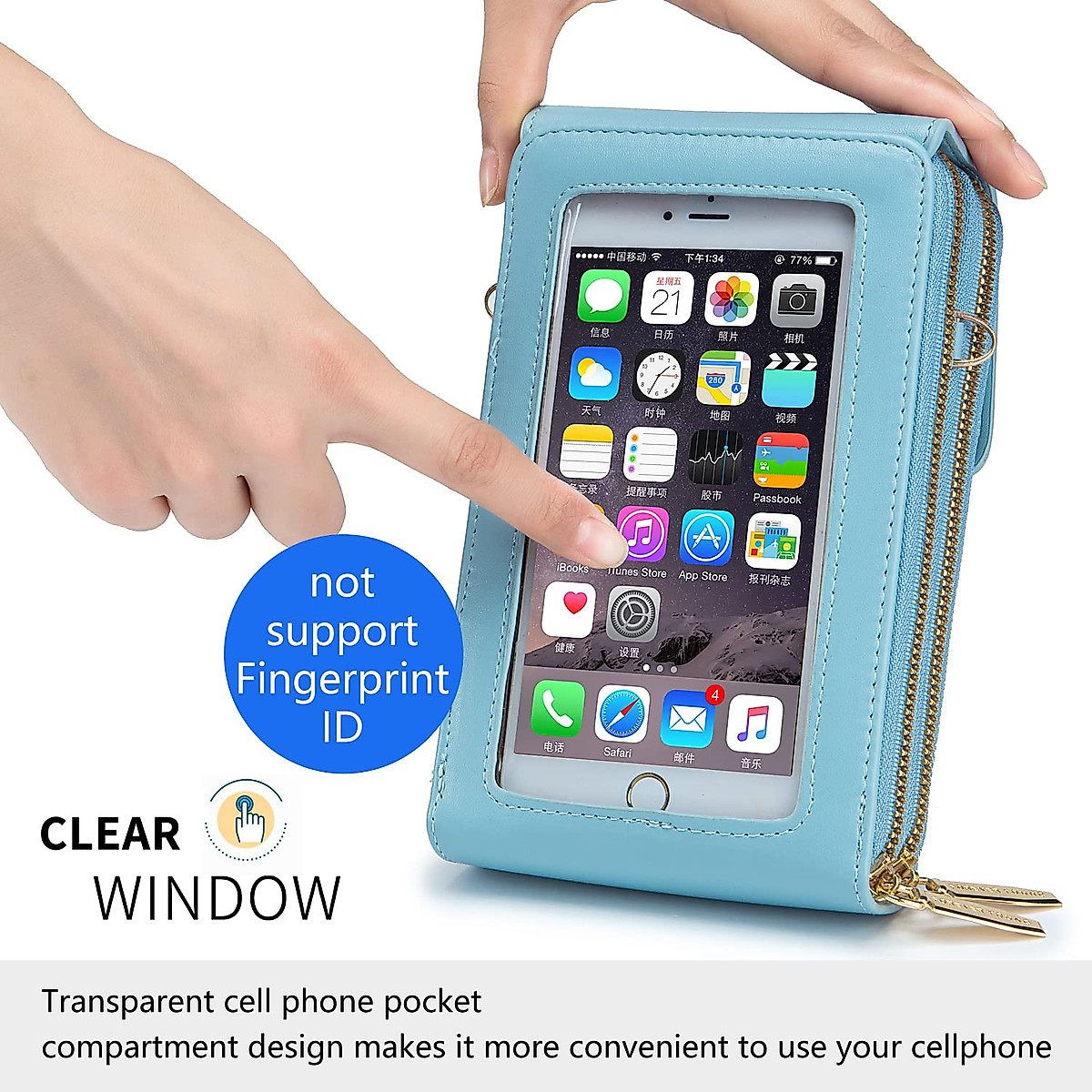 Roulens Small Crossbody Cell Phone Purse for Women, Touch Screen Bag Shoulder Handbag Wallet with Credit Card Slots