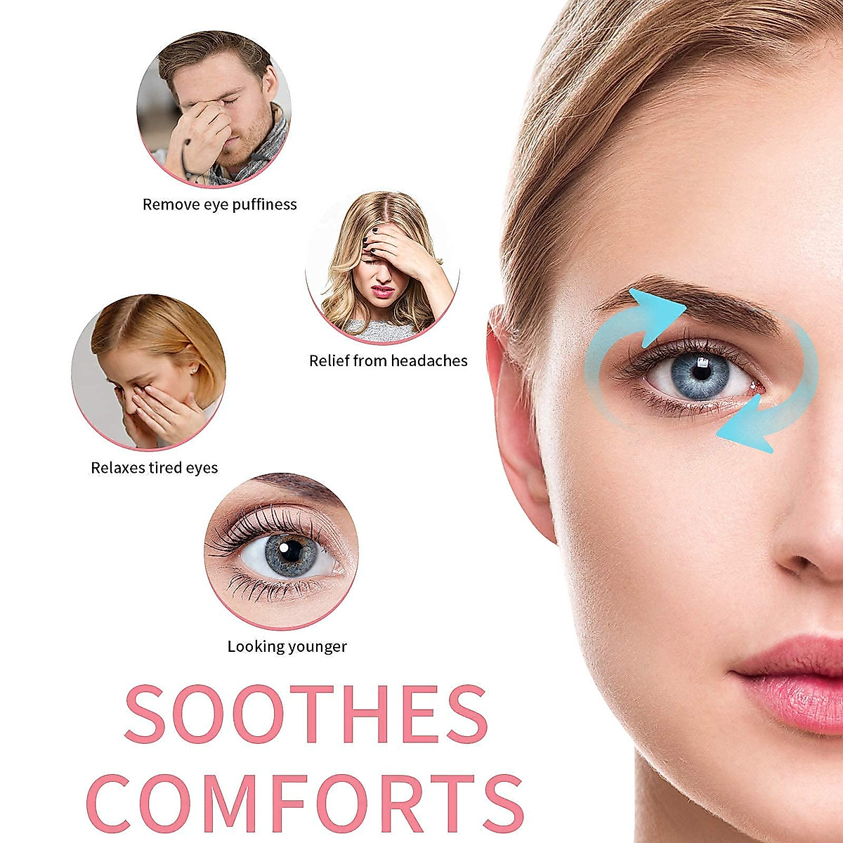 Cooling Eye Mask with Gel Bead, Reusable Cold Compress Ice Pack Sleeping Eye Cooling Pads for After Eyelid Surgery, Puffiness, Puffy Eyes, Headache, Migraine Relief (Pink)