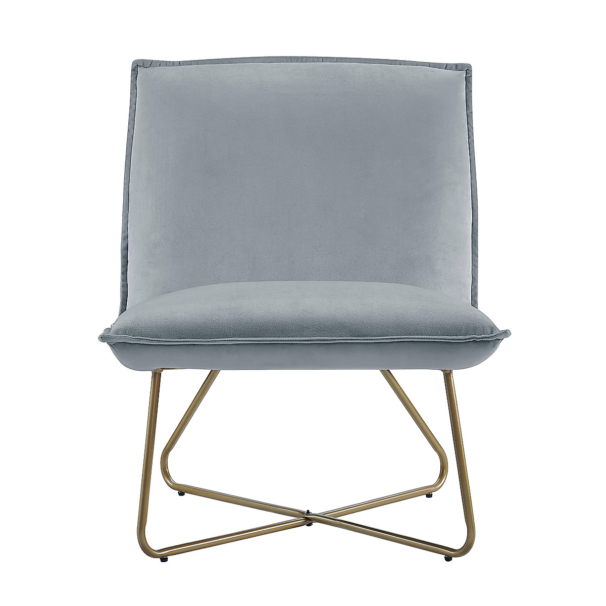 Linon Light Grey Velvet Gold Metal Base McAllister Accent Chair