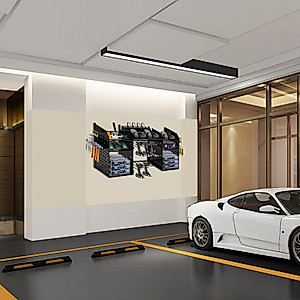 DIYTUNINGS Large Tools Organizer Wall Mount Charging Station,39 Inch Long Power Tool Battery Storage Rack with Screwdriver/Plier/Hammer Holder,Garage Utility Shelves Pegboard Hanging Extension Black