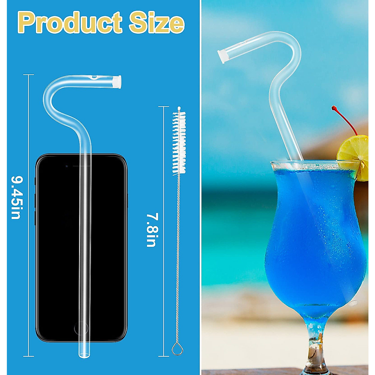 Anti Wrinkle Straw, Reusable Anti Wrinkle Drinking Straw Glass Straw, Lip Straw for Wrinkles, Set of 2 Anti Lip Wrinkle Straw and 1 brush