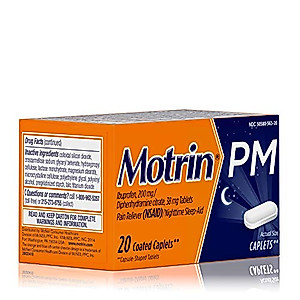 Motrin PM Caplets, Ibuprofen, Relief from Minor Aches and Pains, Nighttime, 20 Count