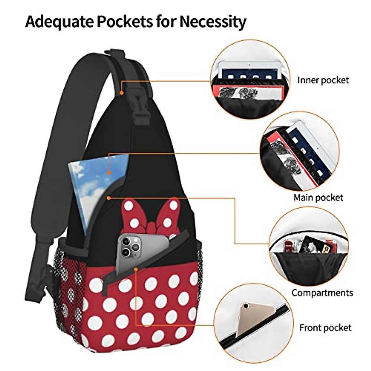 ZLCMMF Cartoon Sling Bag Casual Crossbody Backpack Cute Chest Shoulder Bag for Travel Hiking Gym Shopping, Multicolor