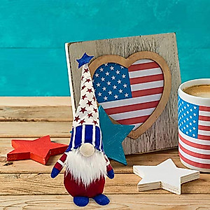 2 PCS Veterans Day American Gnome Plush - Scandinavian Tomte Couple Elf Decorations - Stars Stripes Plushie Ornaments - Swedish Dwarf Figurines - 4th of July Independence Memorial Day Gnome Gifts