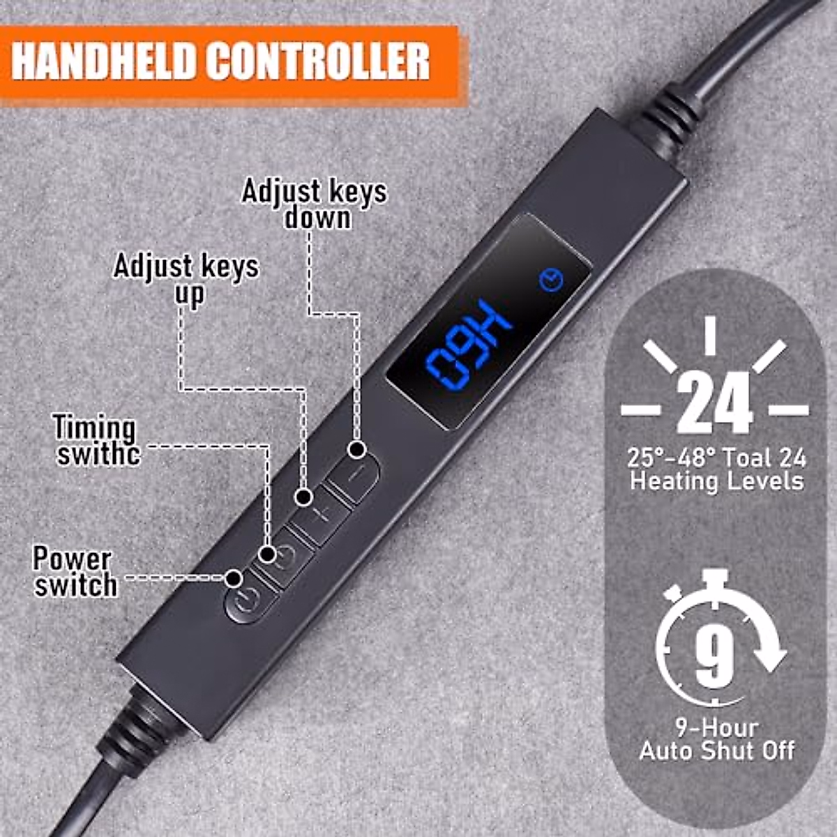 DD dedeo Graphene Heating Pad,Heating Mattress,0.2cm Ultrathin Blanket,72W,Machine Washable,Fast Heating,60 * 78inch for Bed,Dark Grey