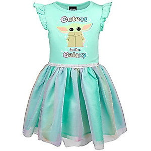 STAR WARS The Child Toddler Girls Short Sleeve Dress Teal 5T