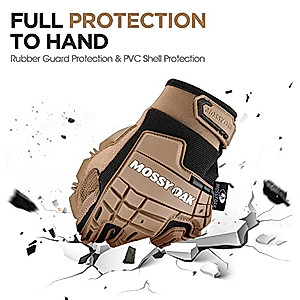 Mossy Oak Rubber Guard Tactical Gloves, Touch Screen Airsoft Army Gloves for Outdoor Hunting Motorcycle Climbing Paintball Shooting Combat