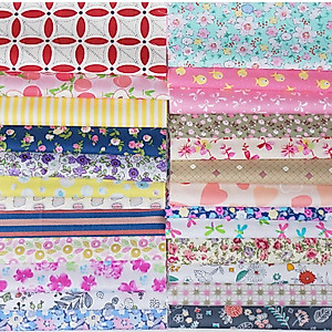 Cotton Fabric Squares Misscrafts 25pcs 30 x 30cm Quilting Fabric Bundle Patchwork Pre-Cut Quilt Squares for DIY Sewing Scrapbooking Quilting Dot Pattern
