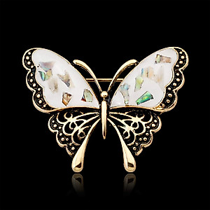 Butterfly Brooch pins Women Enamel Insect Pin Lapel Pin Safety Pin (White)