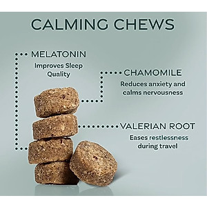 Growlz Dog Calming Chews: Anxiety Relief & Travel Treats - K9 Soothing Soft Chews to Promote Relaxation for Crate, Sleep, & Grooming - USA Made with Human Grade Ingredients 90 Count