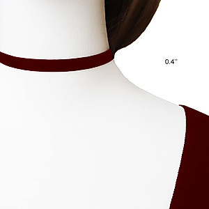 iuviwey Versatile Red Velvet Choker Set - 6-Piece Variety Pack of Adjustable Necklaces - Classic to Bold Widths for Every Style (Claret Red)