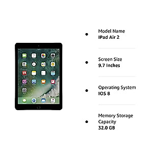 Apple iPad Air 2 9.7-Inch, 32GB Tablet (Space Gray) (Renewed)
