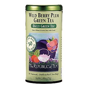 The Republic of Tea Wild Berry Plum Green Tea, 50-Count