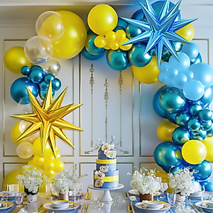 Adorely Yellow Blue Clear Balloon Arch Kit with Explosion Star Balloons, Cartoon Sponge Theme Balloons Garland Kit for Boys Girls Cartoon Sponge Birthday Baby Shower Sponge Bob Party Supplies