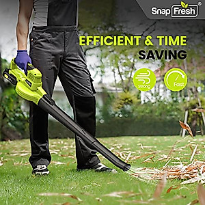 SnapFresh Leaf Blower - 20V Leaf Blower Cordless with Battery & Charger, Electric Leaf Blower for Lawn Care, Battery Powered Leaf Blower Lightweight for Leaf/Snow/Dust Blowing