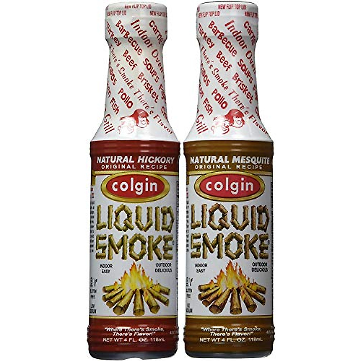 Bundle - 2 Items: Colgin Gourmet Liquid Smoke - Natural Mesquite and Natural Hickory Flavors (4 oz each)