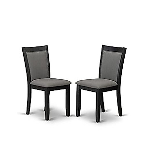 East West Furniture V677MZ650-5 5 Piece Kitchen Table Set Includes a Rectangle Dining Room Table with V-Legs and 4 Dark Gotham Grey Linen Fabric Parsons Chairs, 40x72 Inch, Multi-Color