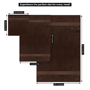Ocean Towel Set for Bathroom 100% Luxury Cotton Bath Towels Set of 8 (2 Bath Towel and 2 Hand Towel Set & 4 Wash Cloth) Chocolate Brown Soft Towels Bathroom Set 600 GSM Double Stitched for Durability