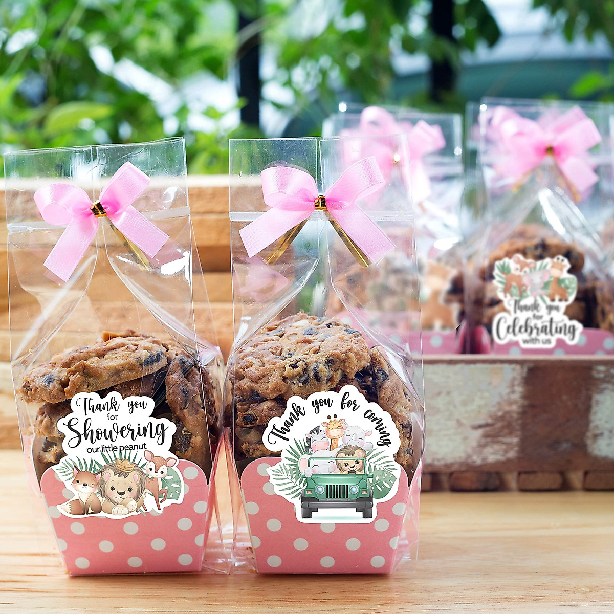 Cute Thank You for Celebrating with Us Jungle Safari Baby Shower Thank You Stickers Labels,Wild Animals Party Stickers for Wild Animals Theme Baby Shower Birthday Party Favor Label Decorations