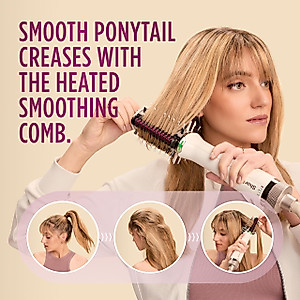 Shark HT212 SmoothStyle Heated Comb + Blow Dryer Brush with Heat Resistant Storage Bag, Dual Mode, for All Hair Types, Silk