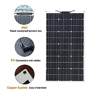 XINPUGUANG Solar Panel 4pcs 100W 12V 400W Flexible Solar Kits Battery Charger Monocrystalline 40A Charge Controller PV Connector Cable for Car RV Boat Cabin Trailer
