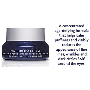Naturopathica Argan & Peptide Wrinkle Remedy Eye Cream, Daily Under Eye Cream to Help Reduce Puffy Eyes and Hydrate Skin, Firming Eye Cream to Help Diminish Fine Lines & Wrinkles, 0.5 fl oz