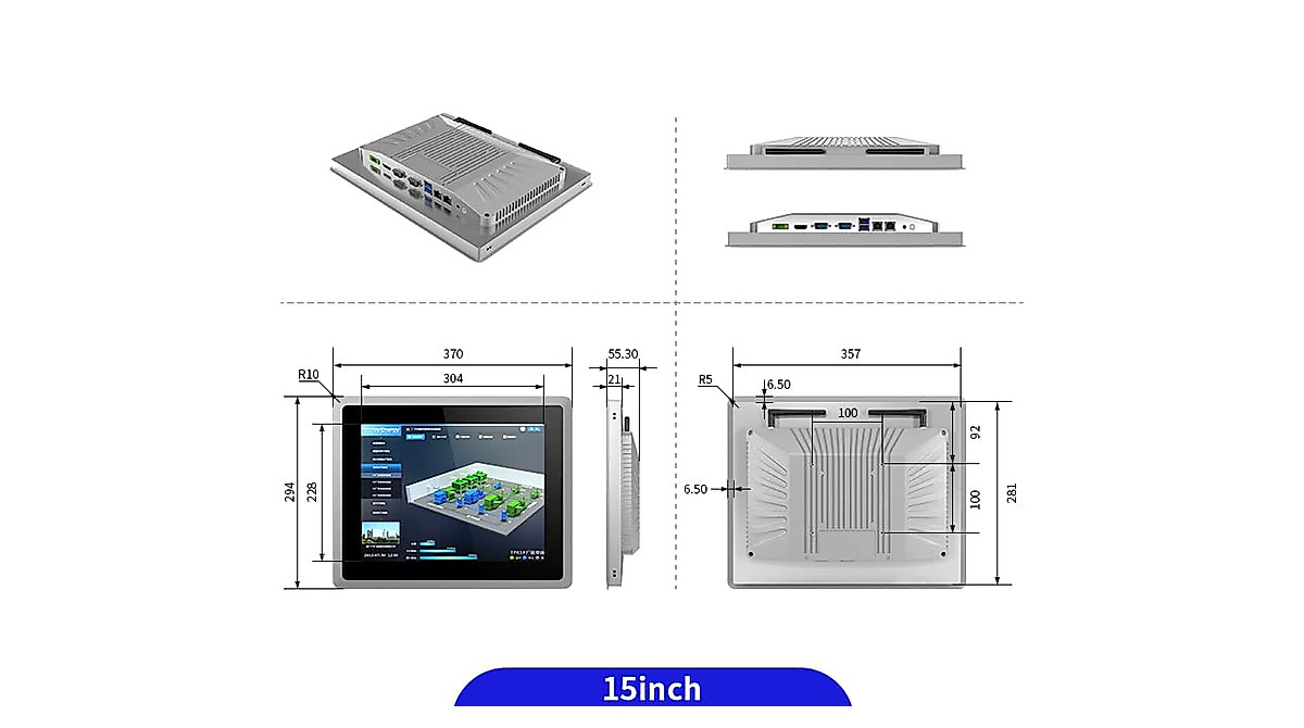 SunKol 15 Inch Industrial Embedded Panel PC with Touch Screen
