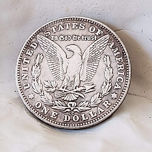 1879 Tattoo Princess with Her Skeleton King Art Coin Replica Morgan Silver Dollar Carson City Mint Mark 1.5" (38mm) Collectible with Protective Capsule and Display Stand – Comes with Display Stand