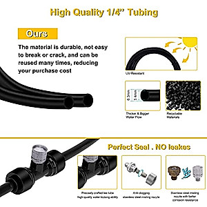 Fogland 32FT Misting Cooling System 10PCS Stainless Steel Misting Nozzles with 20PCS Tap Water Pressure Misting Nozzles Outdoor Cooling System for Garden Terrace Trampoline