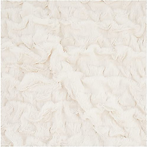 Comfort Spaces Ruched Faux Fur Plush 3 Piece Throw Blanket Set Ultra Soft Fluffy with 2 Square Pillow Covers, 50"x60", Ivory