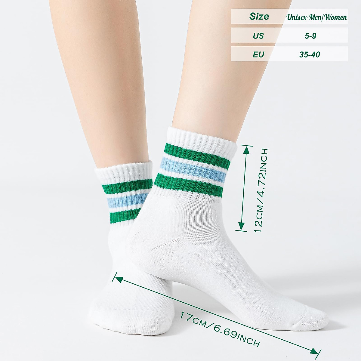 Fszsaa Novelty Socks For Women Striped Retro Mini Crew Socks Sporty Calf Socks Casual Cotton Ankle Socks Women