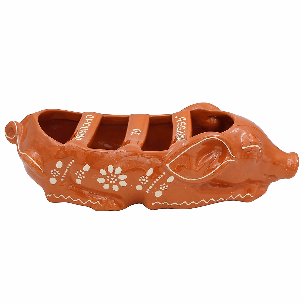 Traditional Portuguese Clay Terracotta Sleeping Pig Sausage Roaster, Made in Portugal Pottery