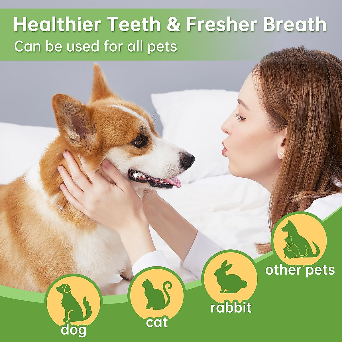 Ancopaws Teeth Cleaning for Dogs & Cats - Dental Care Finger Wipes to Remove Bad Breath - Pet Toothbrush Plaque and Tartar Remover - Tooth Brushing Kit (50 Count)