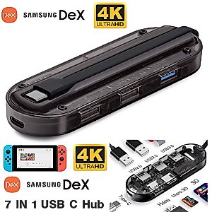 USB C Hubs Dock Transparent Adapter for Apple iPad Pro 2018, Type C Hub Dock with HDMI 4K 3 USB SD/TF Card Reader and PD Charging Ports,Compatible with Samsung DeX Galaxy/Nintendo Switch/MacBook