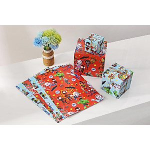 ZEZGERS 6PCS Spidey Wrapping Paper,Spidey Gift Wrap Bulk Art Paper Folded Flat for Birthday Party, Nursery Decorations, Classroom Favors DIY Crafts Gift.