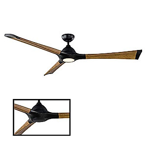 Woody Smart Indoor and Outdoor 3-Blade Ceiling Fan 72in Matte Black Distressed Koa with 2700K LED Light Kit and Wall Control works with Alexa, Google Assistant, Samsung Things, and iOS or Android App