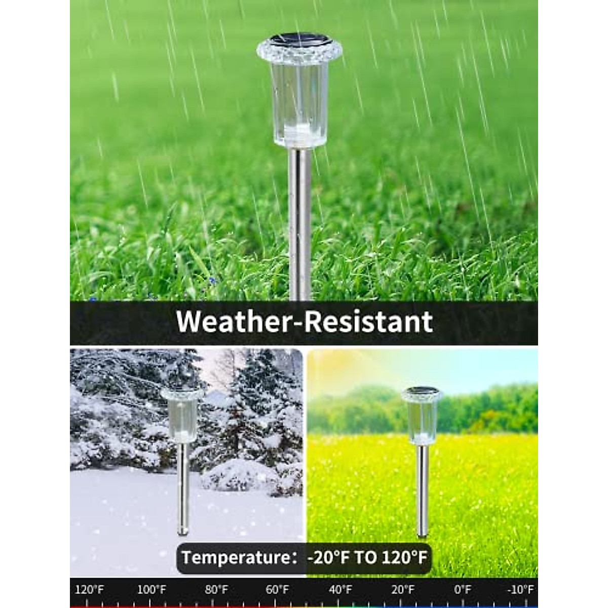 papasbox 12 Pack Solar Pathway Lights Solar Outdoor Lights Stainless Lamp Waterproof LED Solar Powered Landscape Path Ground Stakes Light for Lawn Garden Yard Patio Walkway Driveway Lighting