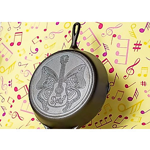 Lodge 12 Inch Dolly Parton Pre-Seasoned Cast Iron Stamped Skillet - Signature Teardrop Handle - Use in the Oven, on the Stove, on the Grill, or Over a Campfire, Black