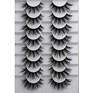 JIMIRE Faux Mink Lashes Fluffy Wispy False Eyelashes Luxury Soft Cat-Eye Lashes Pack 8 Pairs…