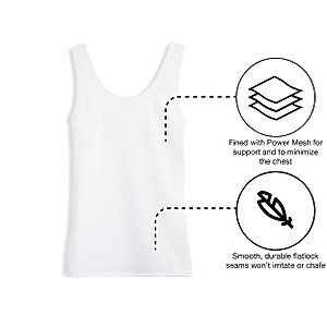 TomboyX Compression Tank Medium Support Top Smooth Flatlock Seams Full Coverage Athletic-X-Large/White