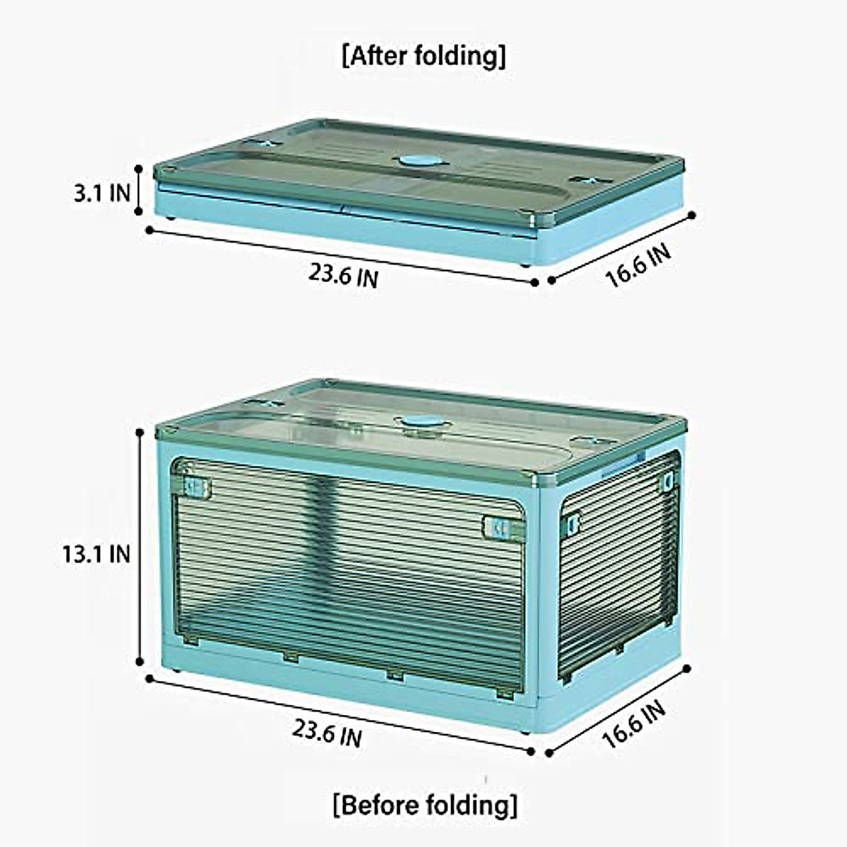 UNDERCURRENT SURGING Collapsible Storage Bins,Storage Bins with Lids,Stackable 8.2Gal Folding Storage Box (18 Gal, Blue 1 Pack)