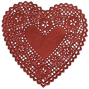 School Smart 85614 Heart Shaped Paper Lace Doilies - 4 inch - Pack of 100 - Red
