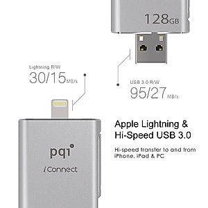 Flash Drive for iPhone iPad, iConnect[USB 3.0] [Apple MFi Certified] Apple FlashDrive Mobile Storage with Lightning Connector for iPhone, iPad, iPod Mac and Computer (16GB) (Space Gray)