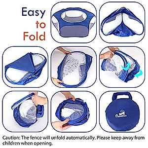 Pawaboo Small Animals Playpen, Waterproof Small Pet Cage Tent with Large Breathable Cover, Pop-up & Foldable Indoor/Outdoor Fence for Kitten/Puppy/Guinea Pig/Rabbits/Hamster/Hedgehogs, Indigo