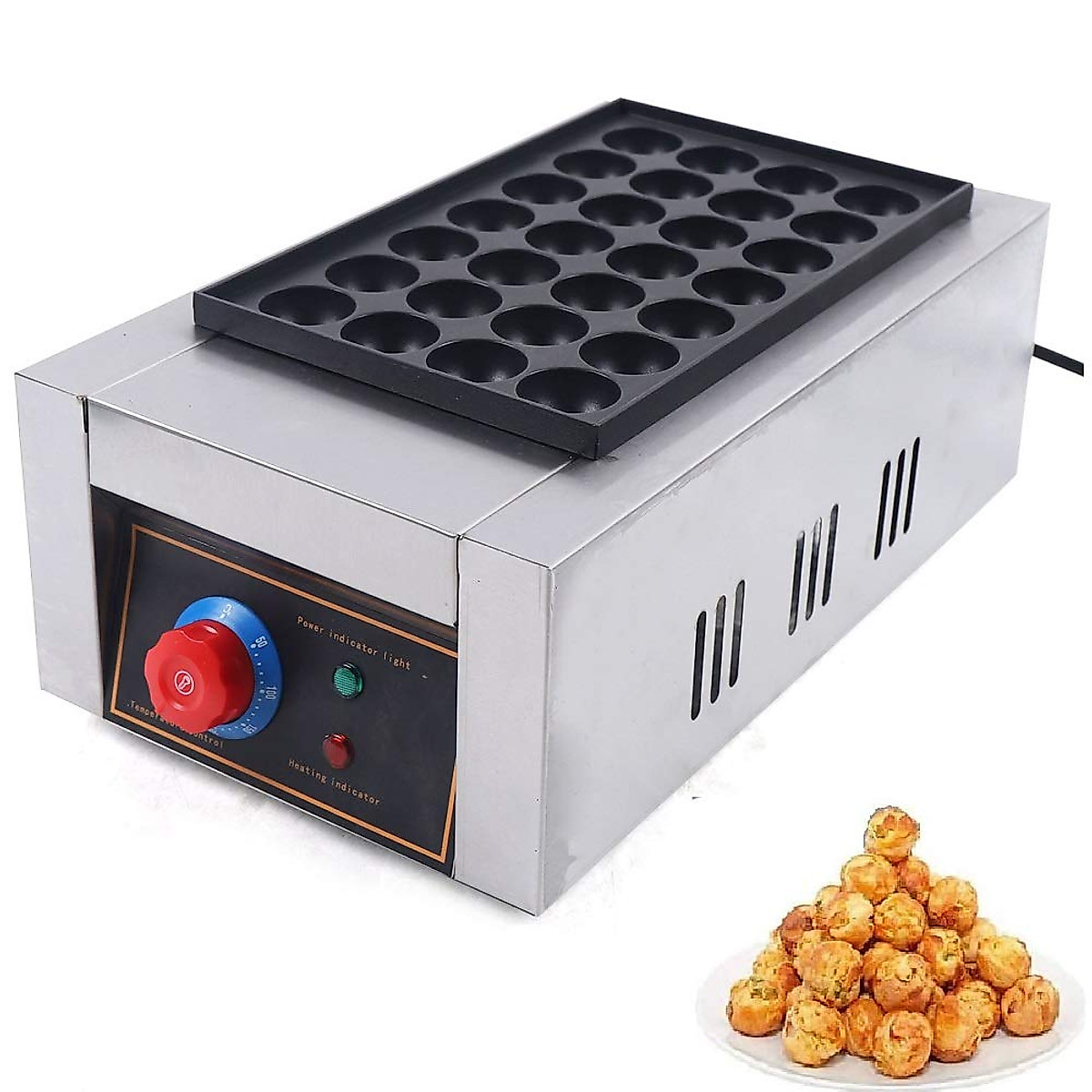 Electric Takoyaki Maker, Commercial 28PCS/56PCS Takoyaki Grill with Nonstick Molds Japanese Octopus Fish Ball Cake Grill Pan 110V (28PCS 2KW)